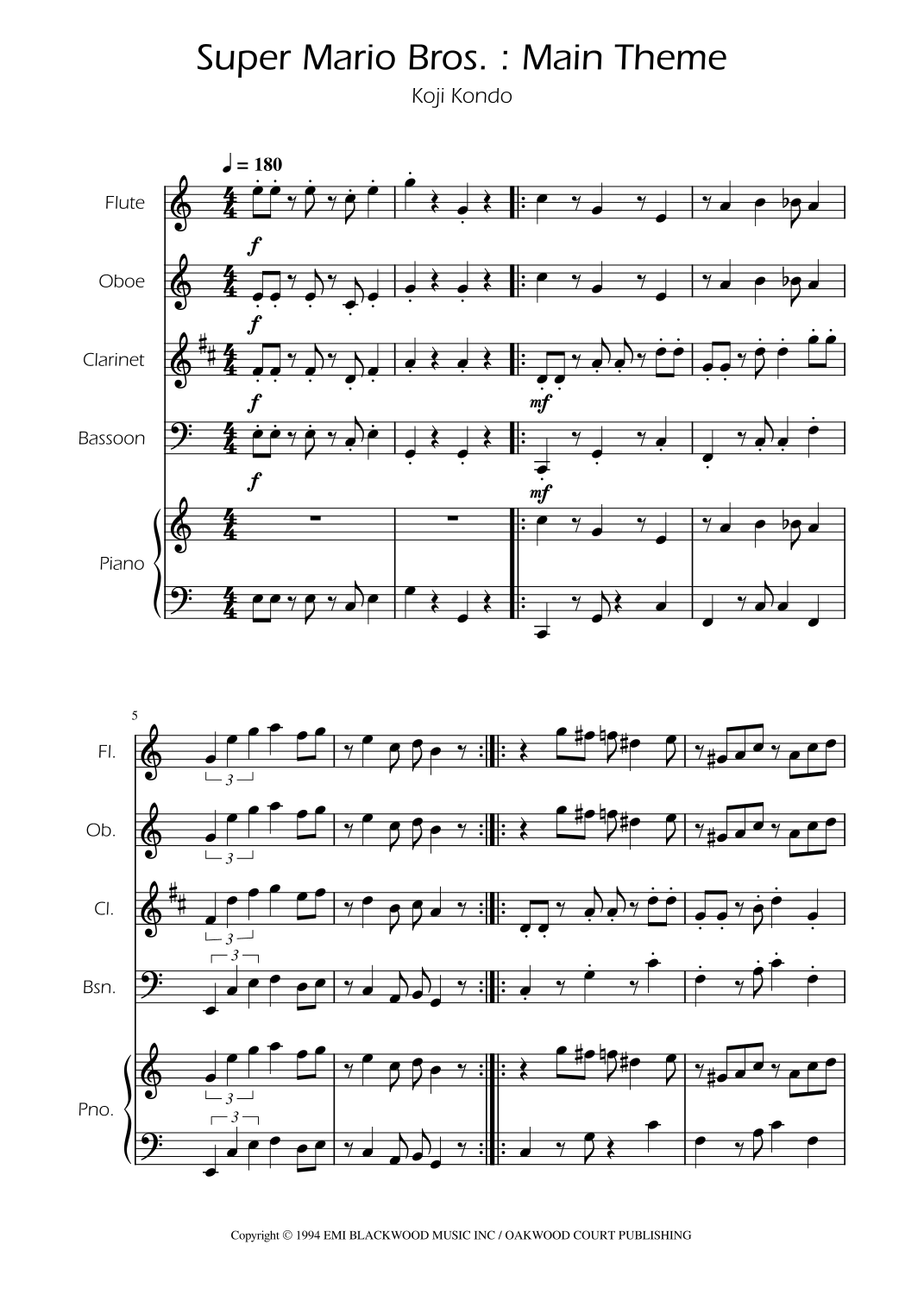 Super Mario Bros Theme (arr. Ygor Nunes) Noten | Koji Kondo ...