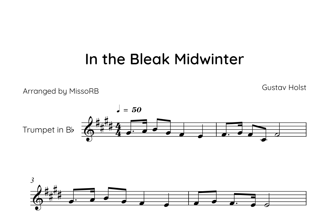 In The Bleak Midwinter - Flute in D Major - Easy (arr. MissoRB) by ...