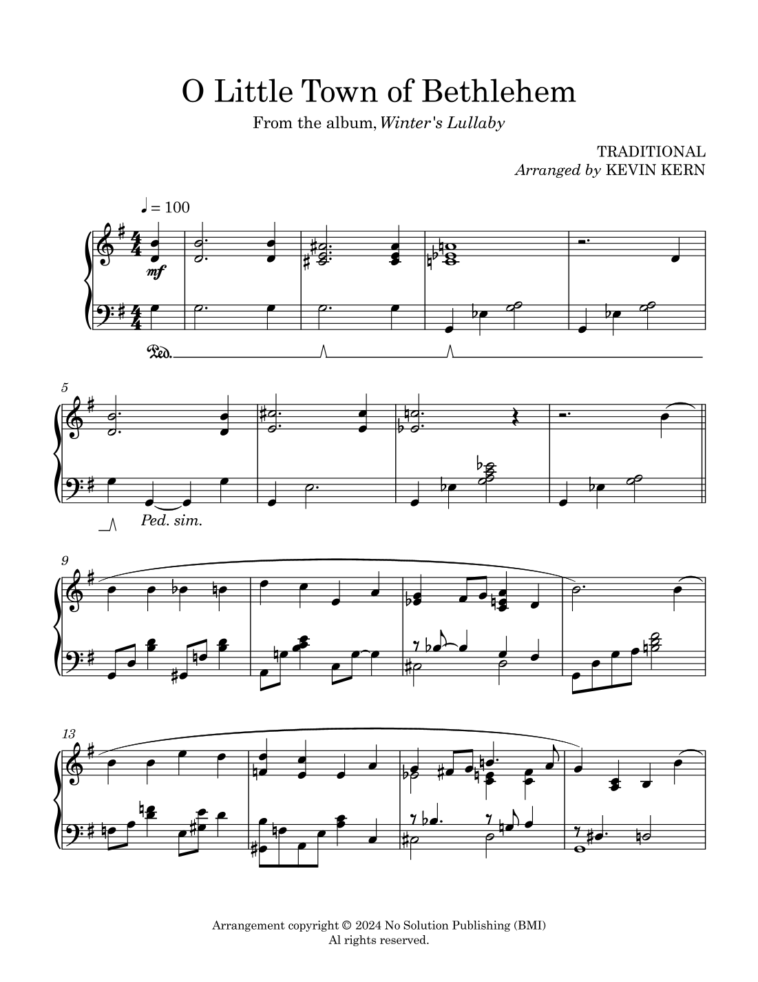 O Little Town of Bethlehem (arr. Kevin Kern) by Kevin Kern Sheet Music ...