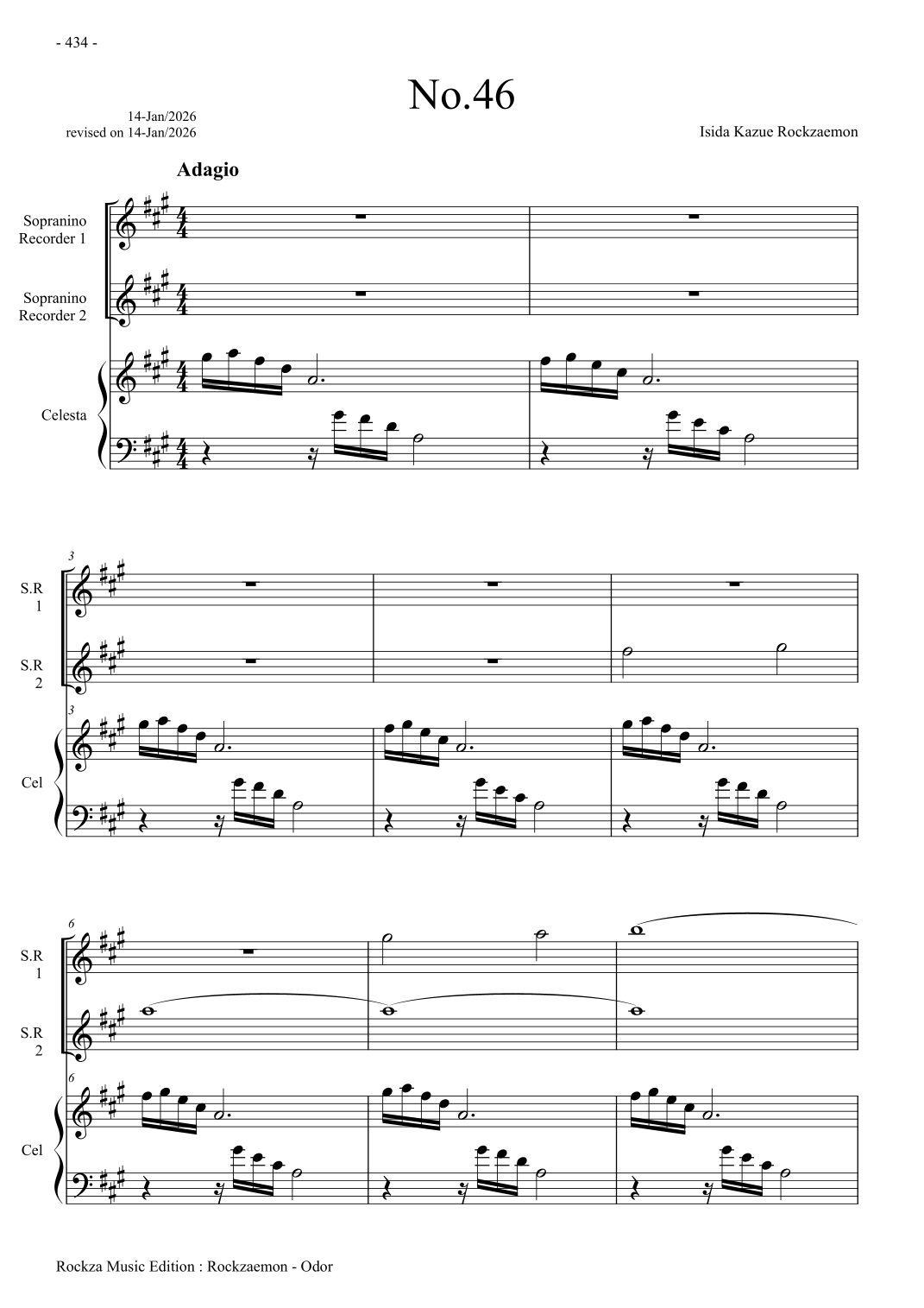 Prelude for 2 Sopranino recorders and Celesta, "Odor" No.46 by Isida ...