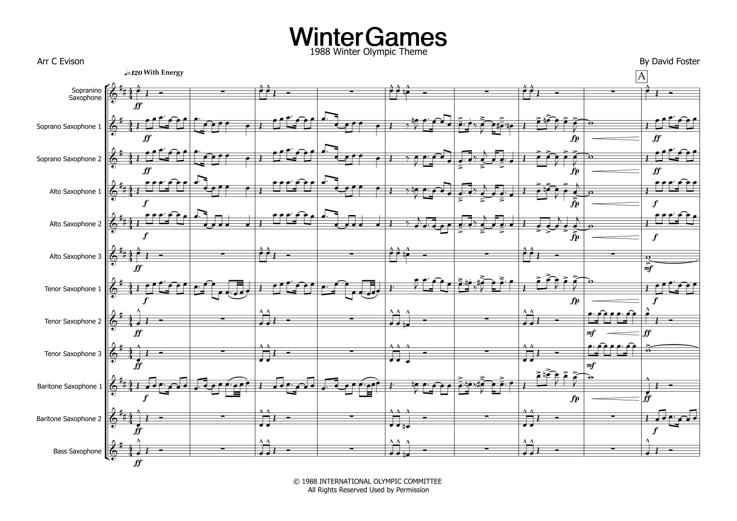 Winter Games (arr. Catherine Evison) by David Foster Sheet Music for ...