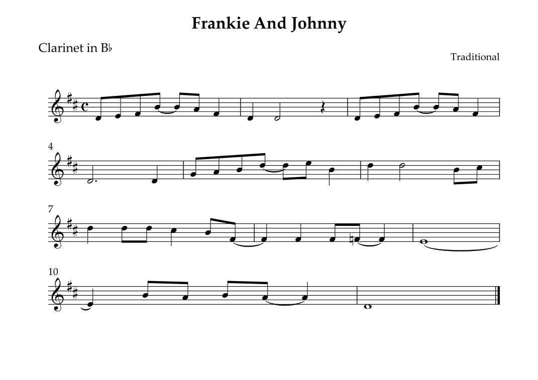 Frankie And Johnny (arr. Wesley S. SIlva) by Traditional Sheet Music ...