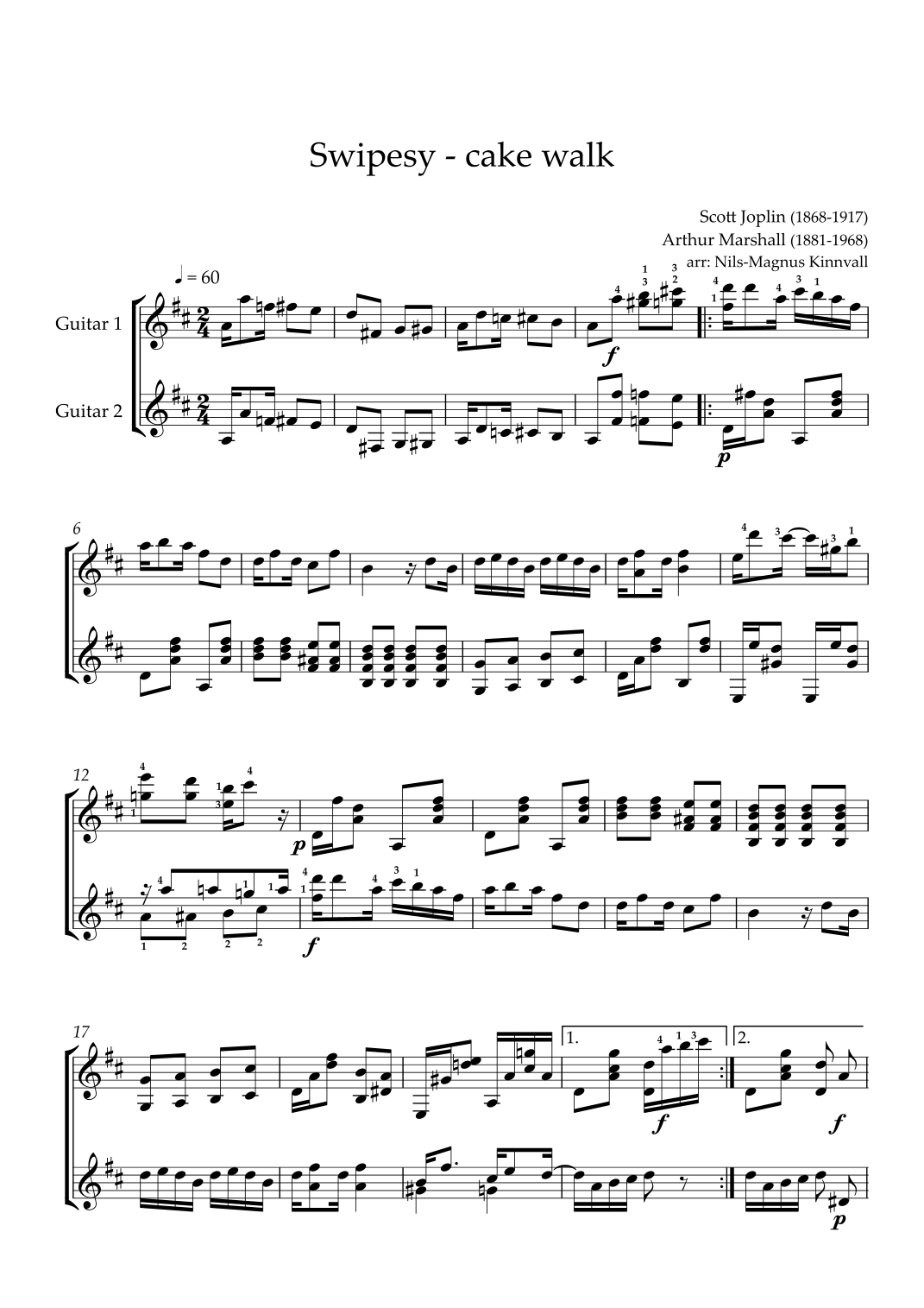 Swipesy cake walk (arr. Nils-Magnus Kinnvall) by Scott Joplin & Arthur ...