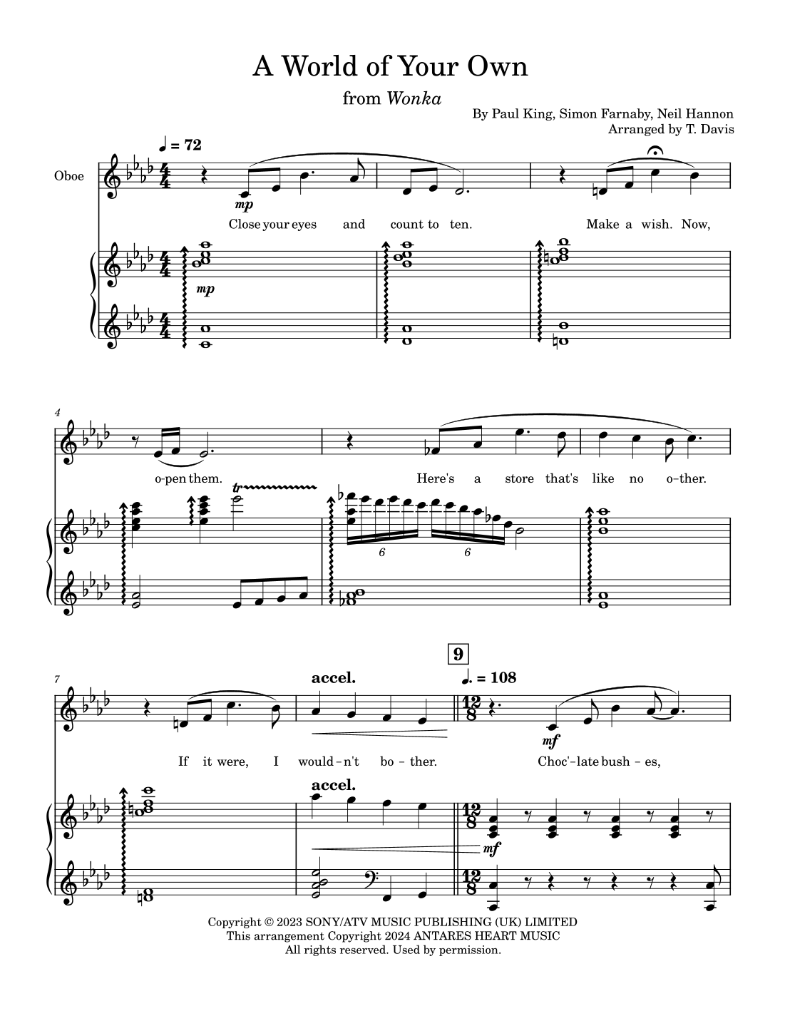 A World Of Your Own (arr. T. Davis) by Paul King Sheet Music for Oboe ...
