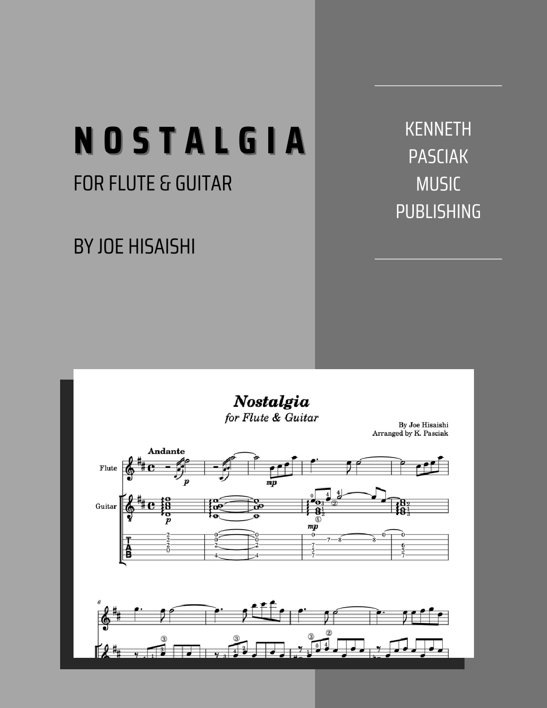 Nostalgia (arr. Kenneth Pasciak) by Joe Hisaishi Sheet Music for ...