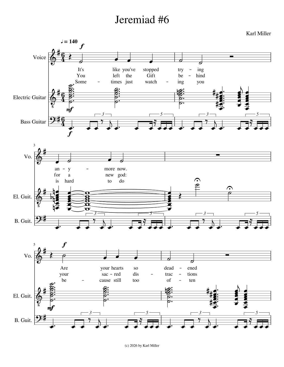 Jeremiad #6 by Karl Miller Sheet Music for Performance Ensemble at ...