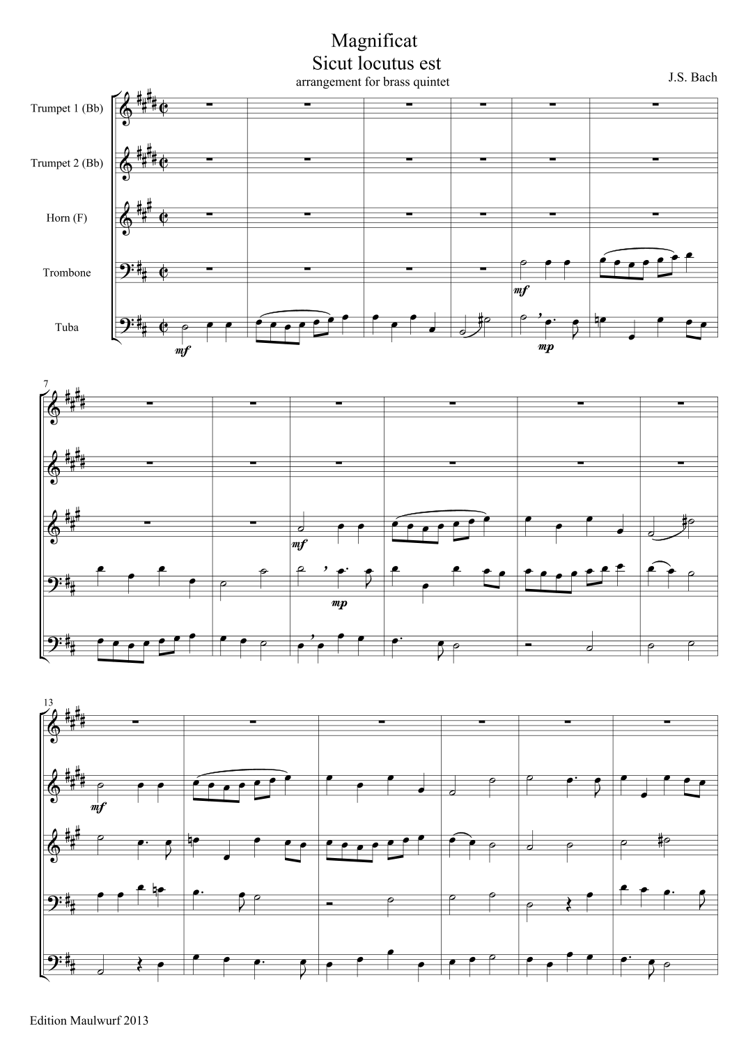 Magnificat - Sicut Locutus Est (arr. Edition Maulwurf) by Johann ...