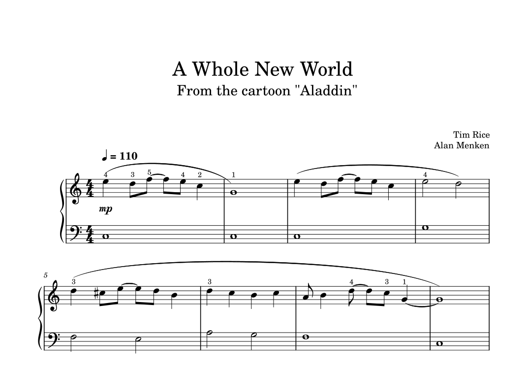 A Whole New World (arr. Iryna Martynova) by Tim Rice Sheet Music for Easy Piano at Sheet Music ...