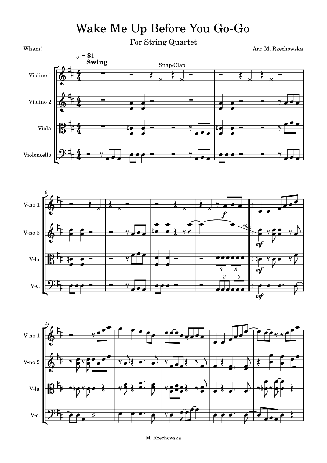 Wake Me Up Before You Go-Go (arr. MR) (arr. MR) by Wham! Sheet Music ...