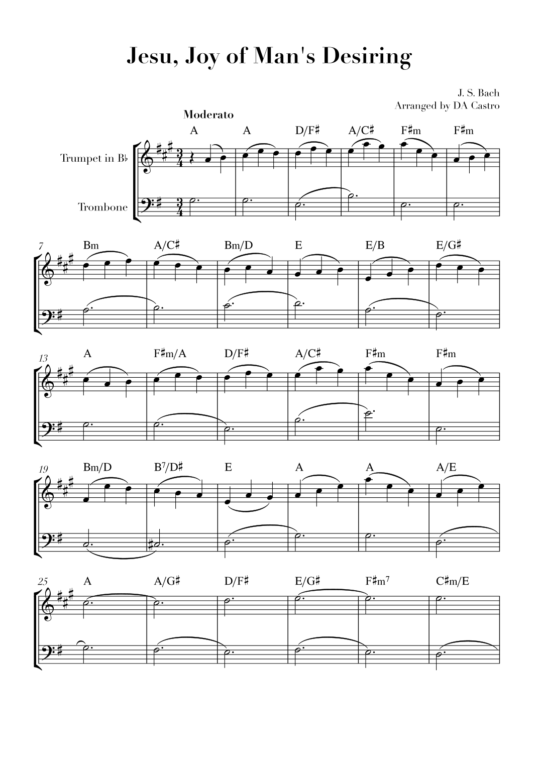 Jesu, Joy of Man's Desiring (arr. DA Castro) by Johann Sebastian Bach ...