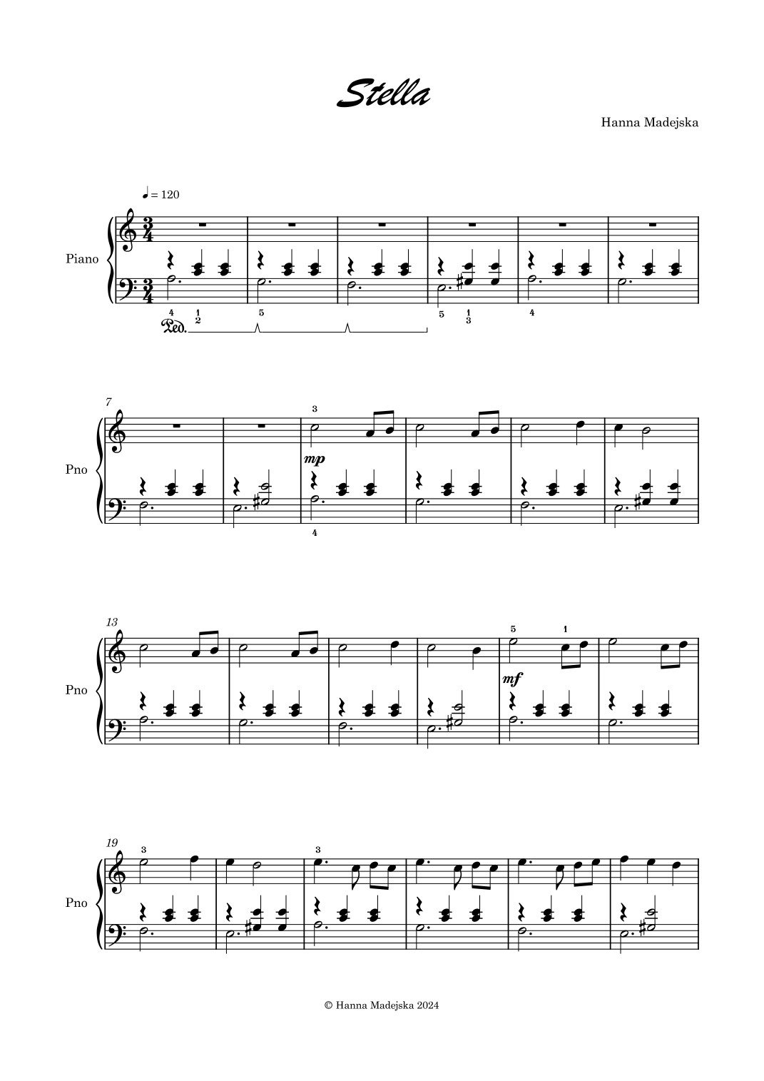 Stella by Hanna Madejska Sheet Music for Piano Solo at Sheet Music Direct