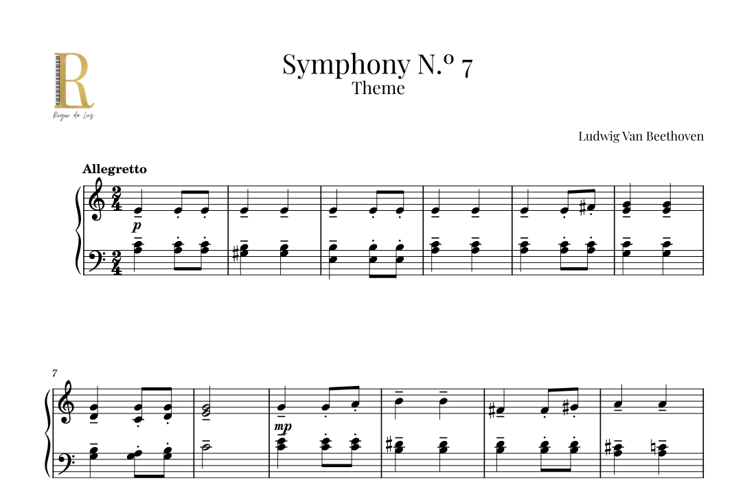 Symphony N.º 7 - Theme (arr. Roger da Luz) by Ludwig Van Beethoven ...
