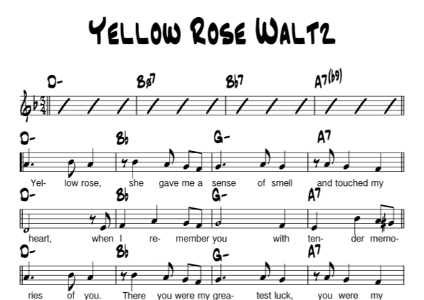 YELLOW ROSE WALTZ by Klaus Silbernagl Sheet Music for Lead Sheet / Fake ...