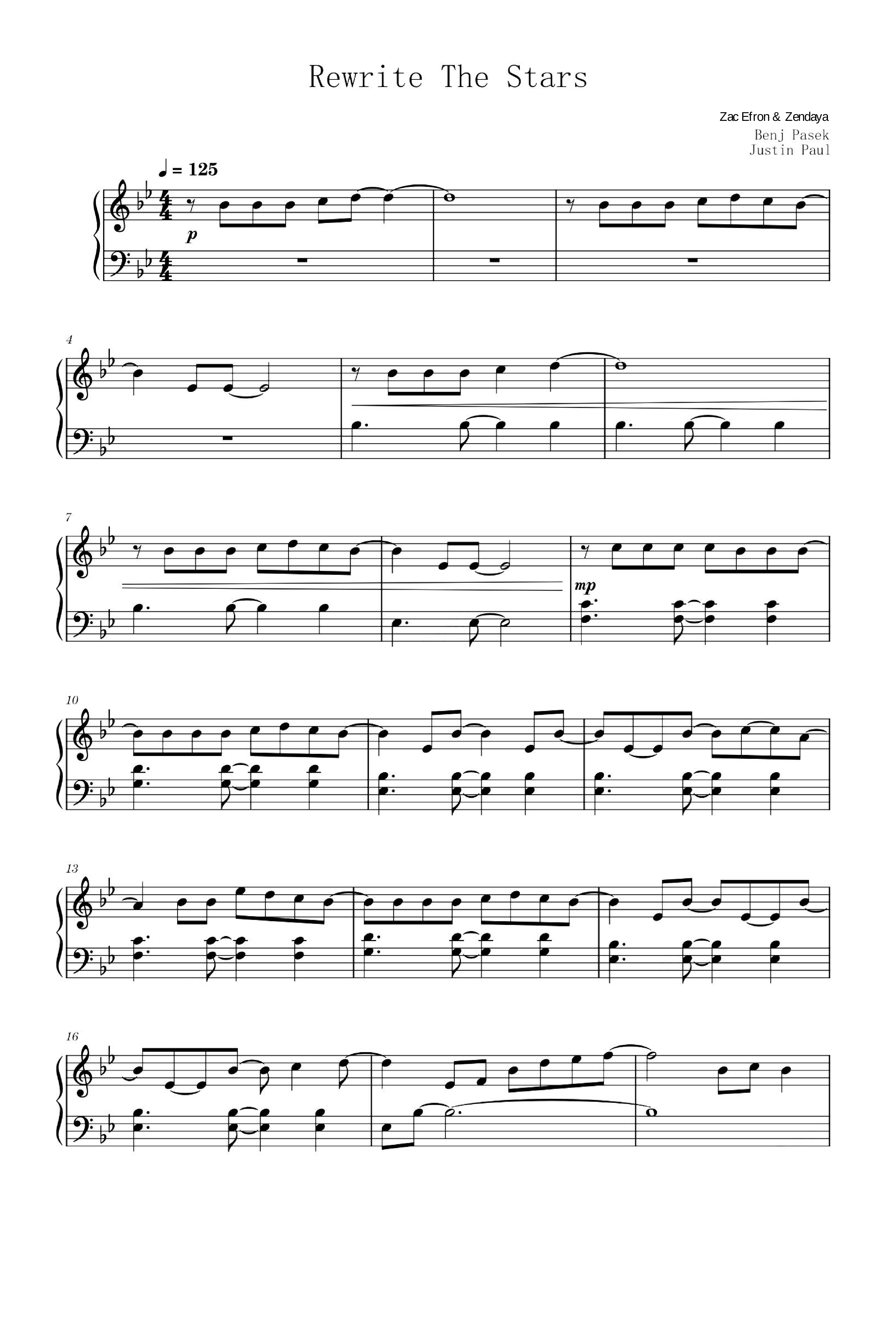 Rewrite The Stars (arr. Zac Efron & Zendaya) by Zac Efron & Zendaya ...