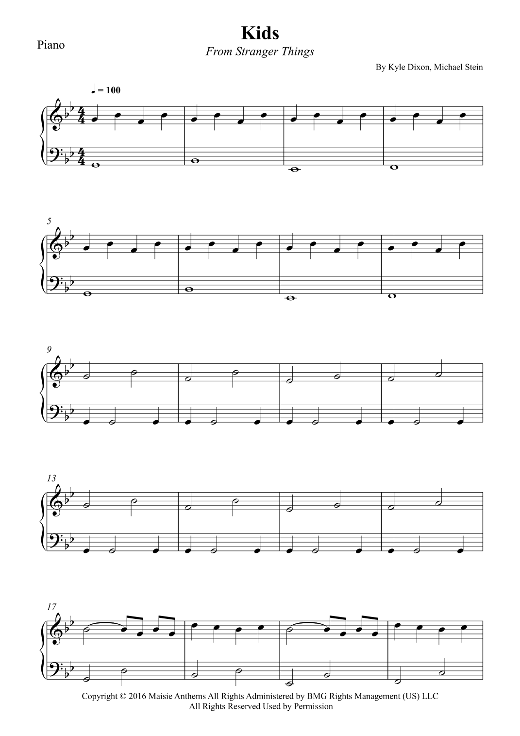 Kids (arr. Wesley S. SIlva) by Kyle Dixon Sheet Music for Piano Solo at ...