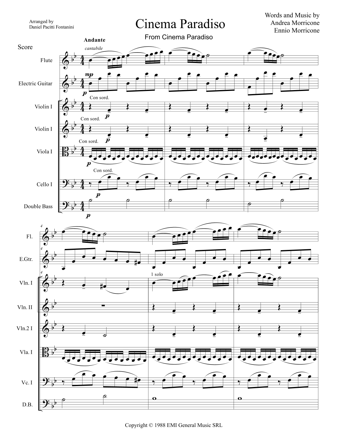 Cinema Paradiso (arr. Daniel Pacitti Fontanini) by Lang Lang Sheet ...