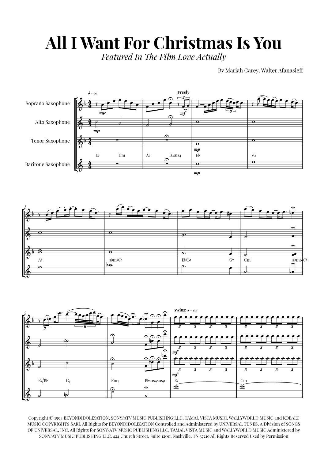 All I Want For Christmas Is You (arr. Glauco Fernandes) by Justin ...