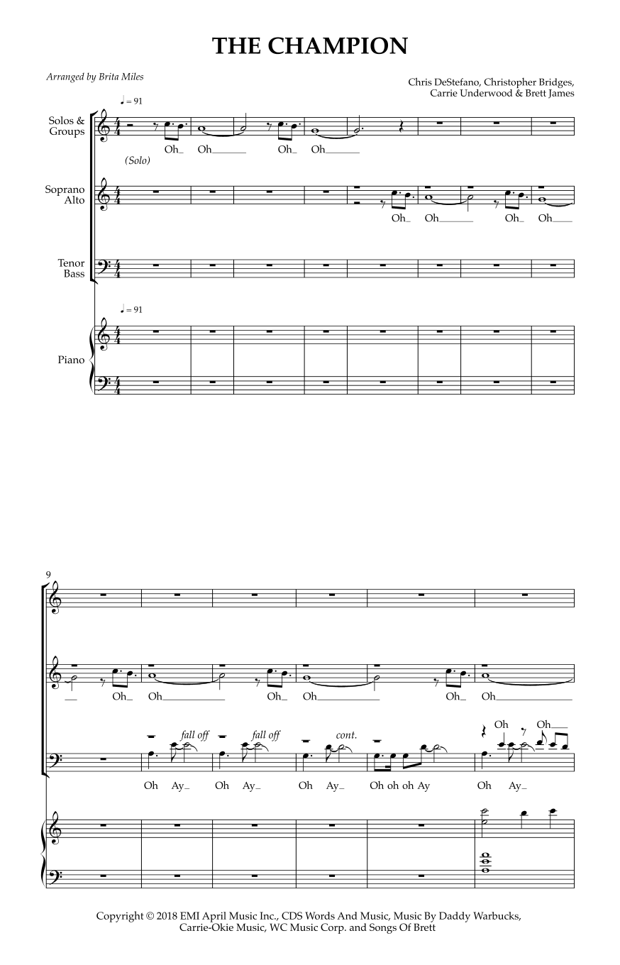 The Champion (arr. Brita Miles) by Carrie Underwood Sheet Music for ...