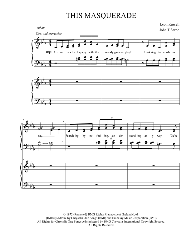 This Masquerade (arr. John T Sarno) by George Benson Sheet Music for ...