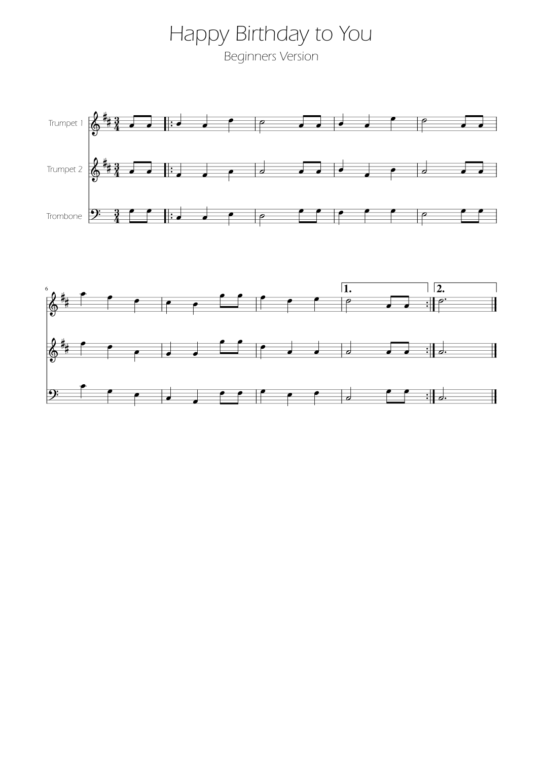 Happy Birthday to You - Brass Trio (arr. Ygor Nunes) by Public Domain ...