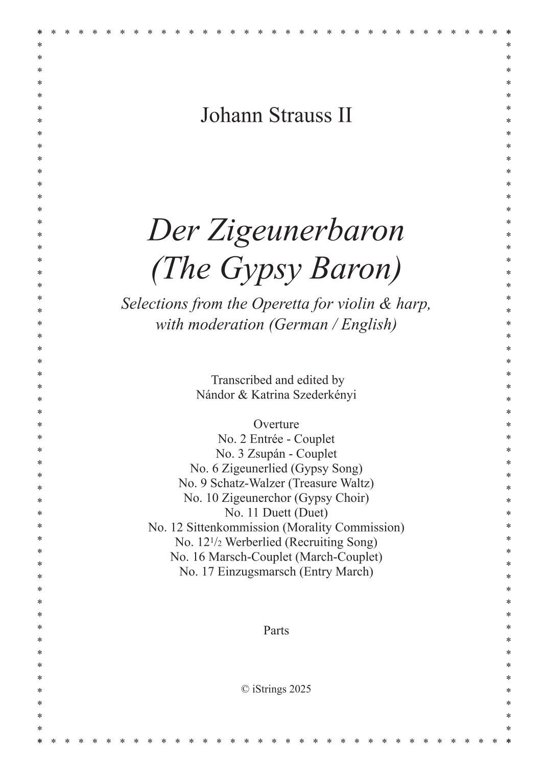 The Gypsy Baron (arr. Nandor Szederkenyi) by Johann Strauss Jr. Sheet ...