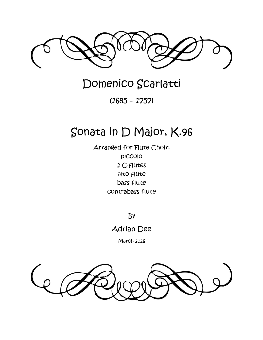 Sonata in D Major, K.96 (arr. Adrian Dee) von Domenico Scarlatti Noten ...
