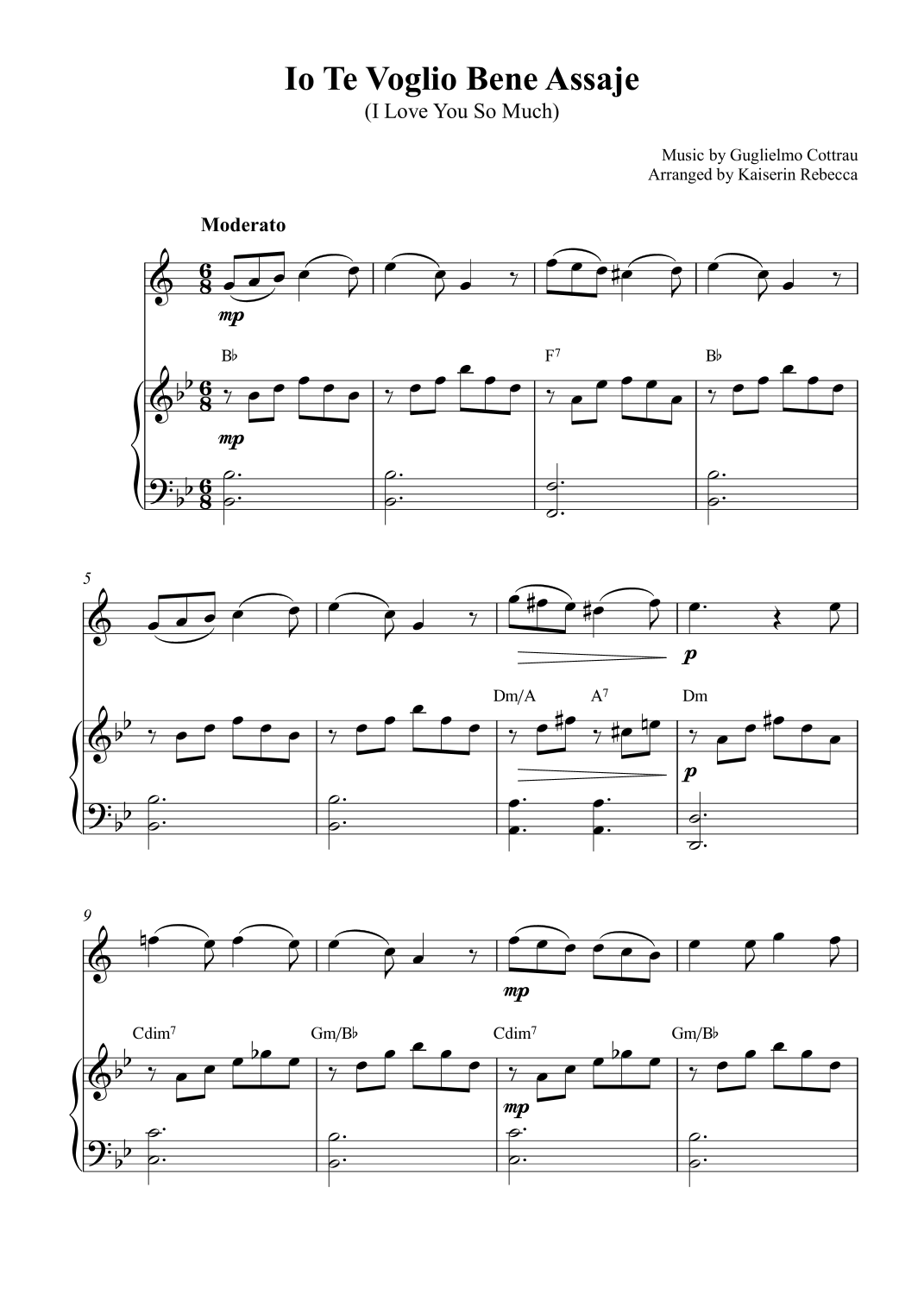 Io Te Voglio Bene Assaje (I Love You So Much) (arr. Kaiserin Rebecca ...
