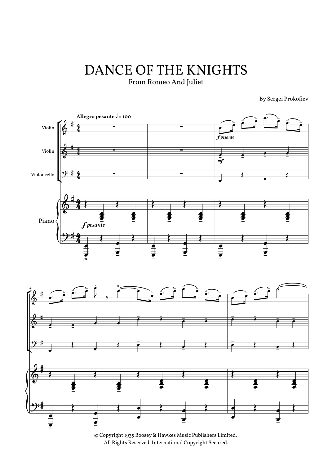 Dance Of The Knights (arr. Cadenza Editions) by Sergei Prokofiev Sheet ...
