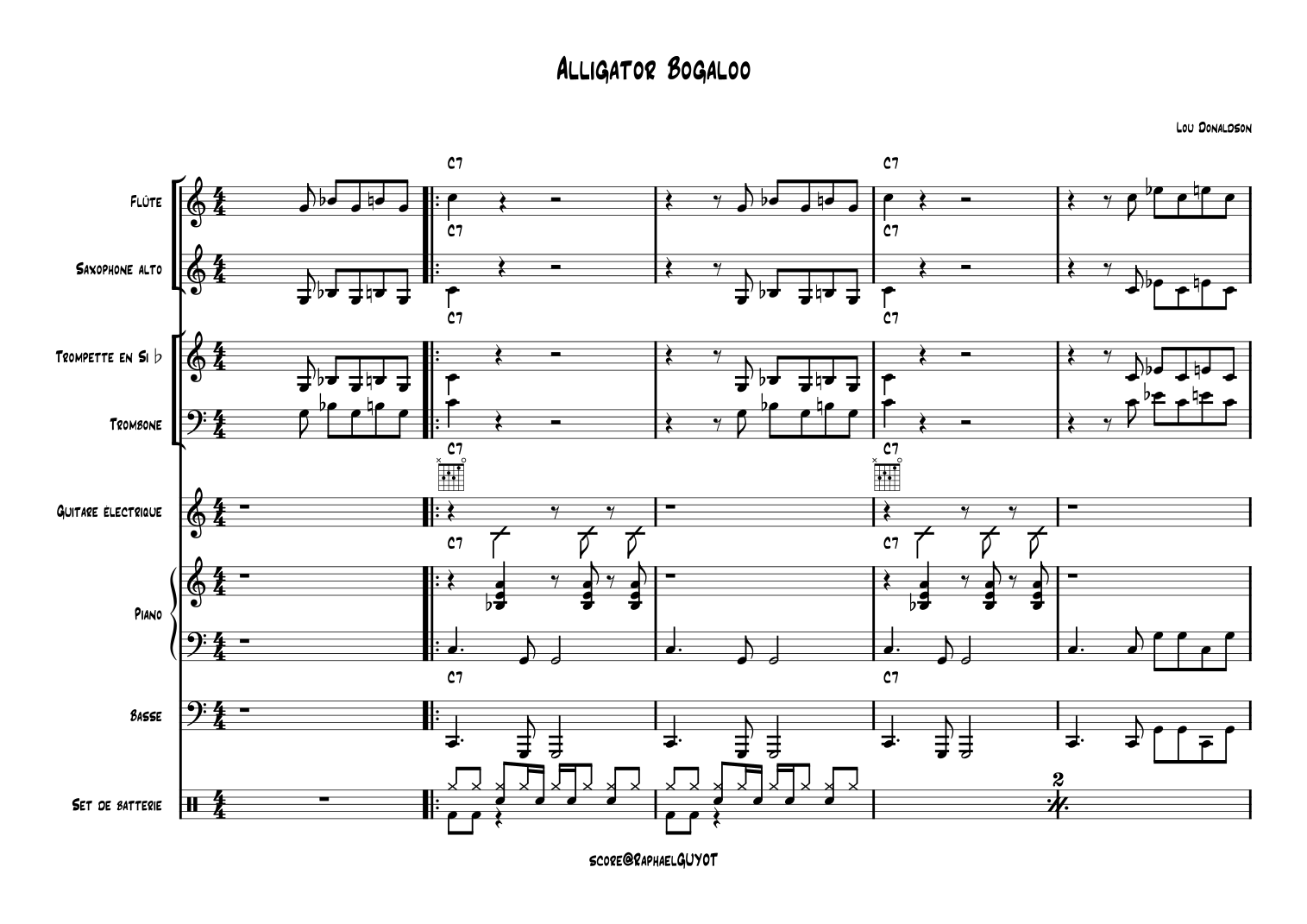 Alligator Bogaloo (arr. r.guyot) by Lou Donaldson Sheet Music for Jazz ...