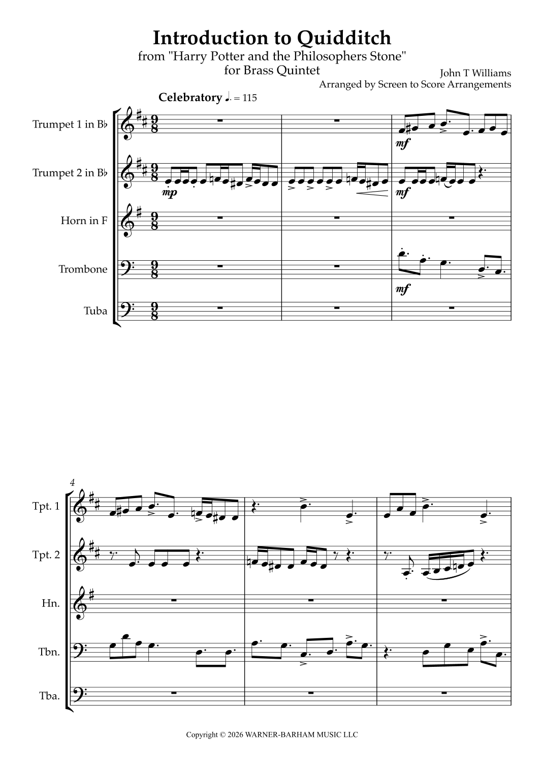 Introduction To Quidditch (arr. Screen to Score Arrangements) by John T ...