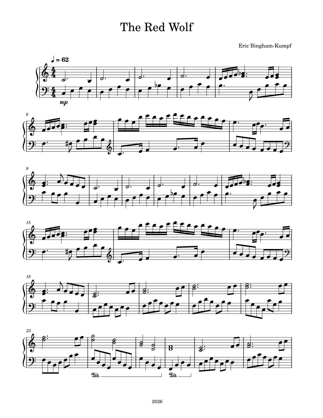 The Red Wolf by Eric Bingham-Kumpf Sheet Music for Piano Solo at Sheet ...