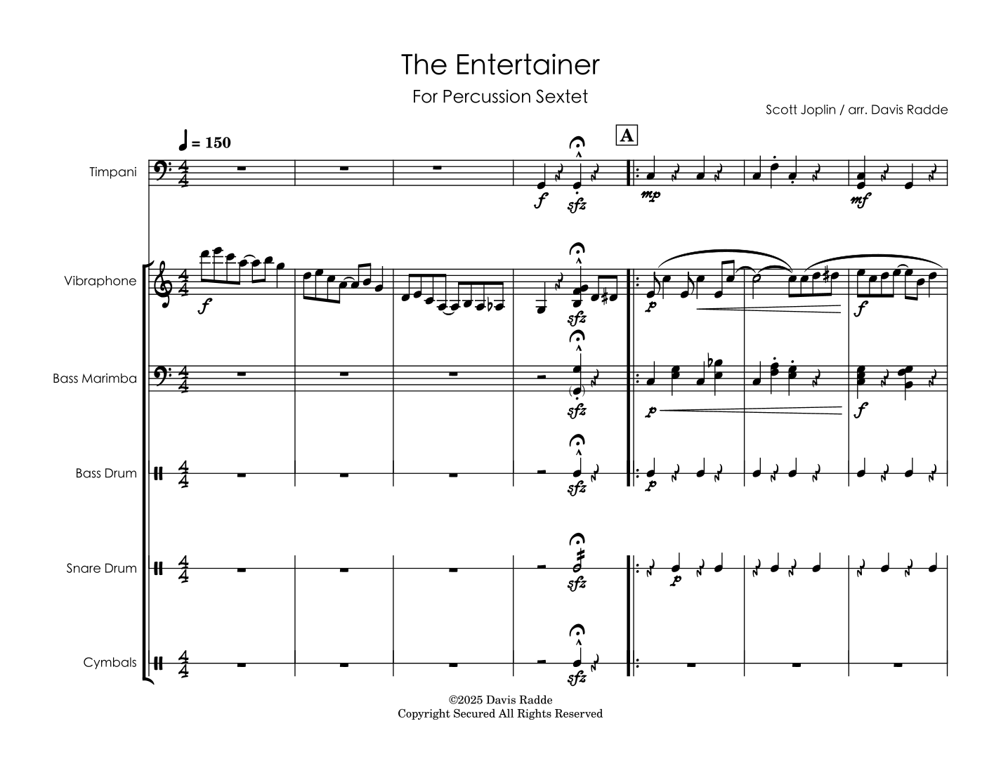 The Entertainer (arr. Davis Radde) by Scott Joplin Sheet Music for ...