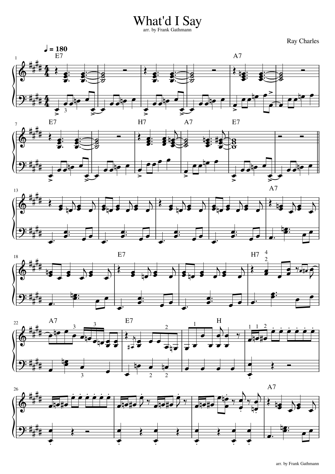 What'd I Say (arr. Frank Gathmann) by Elvis Presley Sheet Music for ...