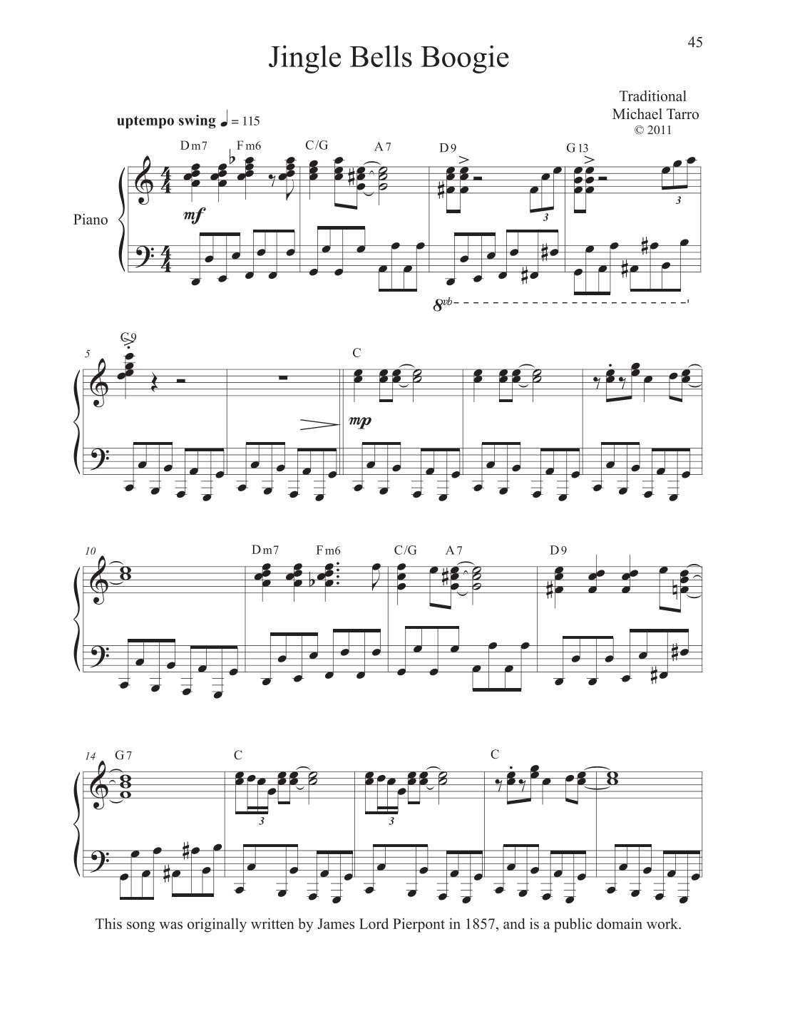 Jingle Bells Boogie (arr. MICHAEL TARRO) by Traditional Sheet Music for ...