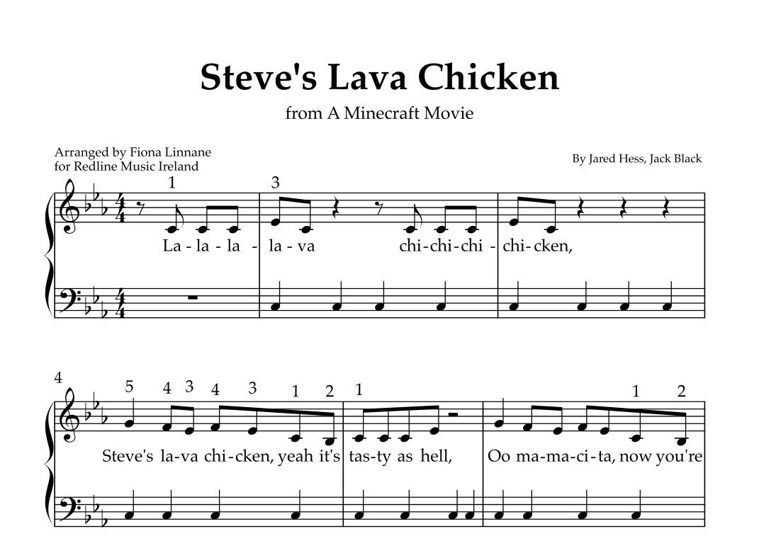 Steve's Lava Chicken (arr. F Linnane) by Jack Black Sheet Music for ...