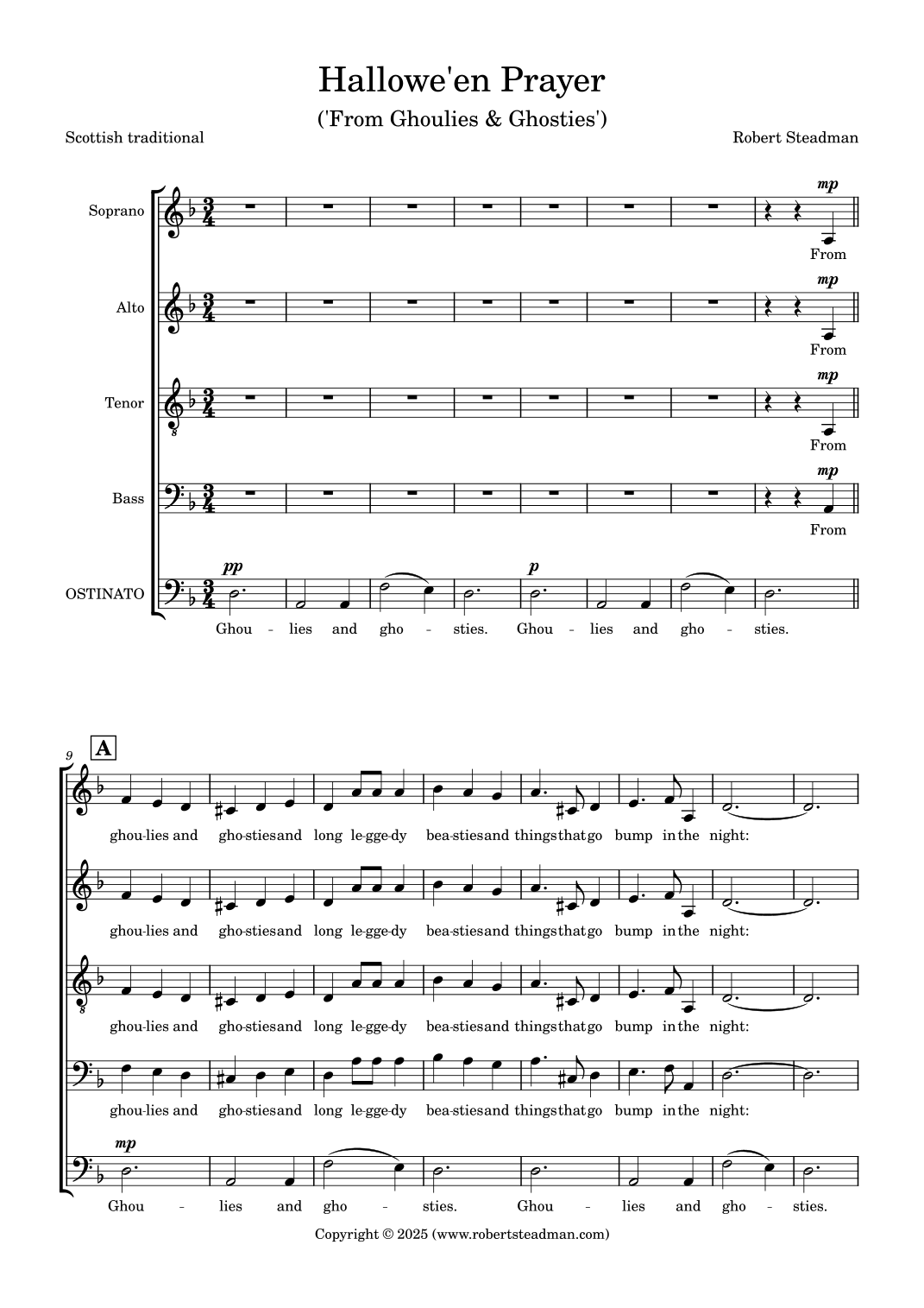 Hallowe'en Prayer ('From Ghoulies & Ghosties') by Robert Steadman Sheet ...