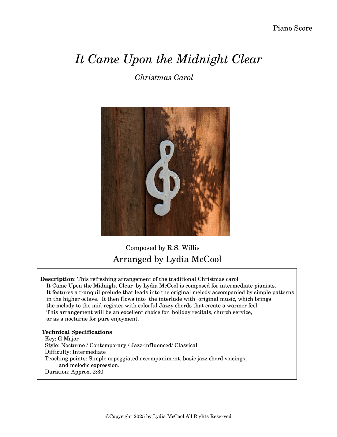 It Came Upon the Midnight Clear (Piano Solo) (arr. Lydia McCool) by R.S ...