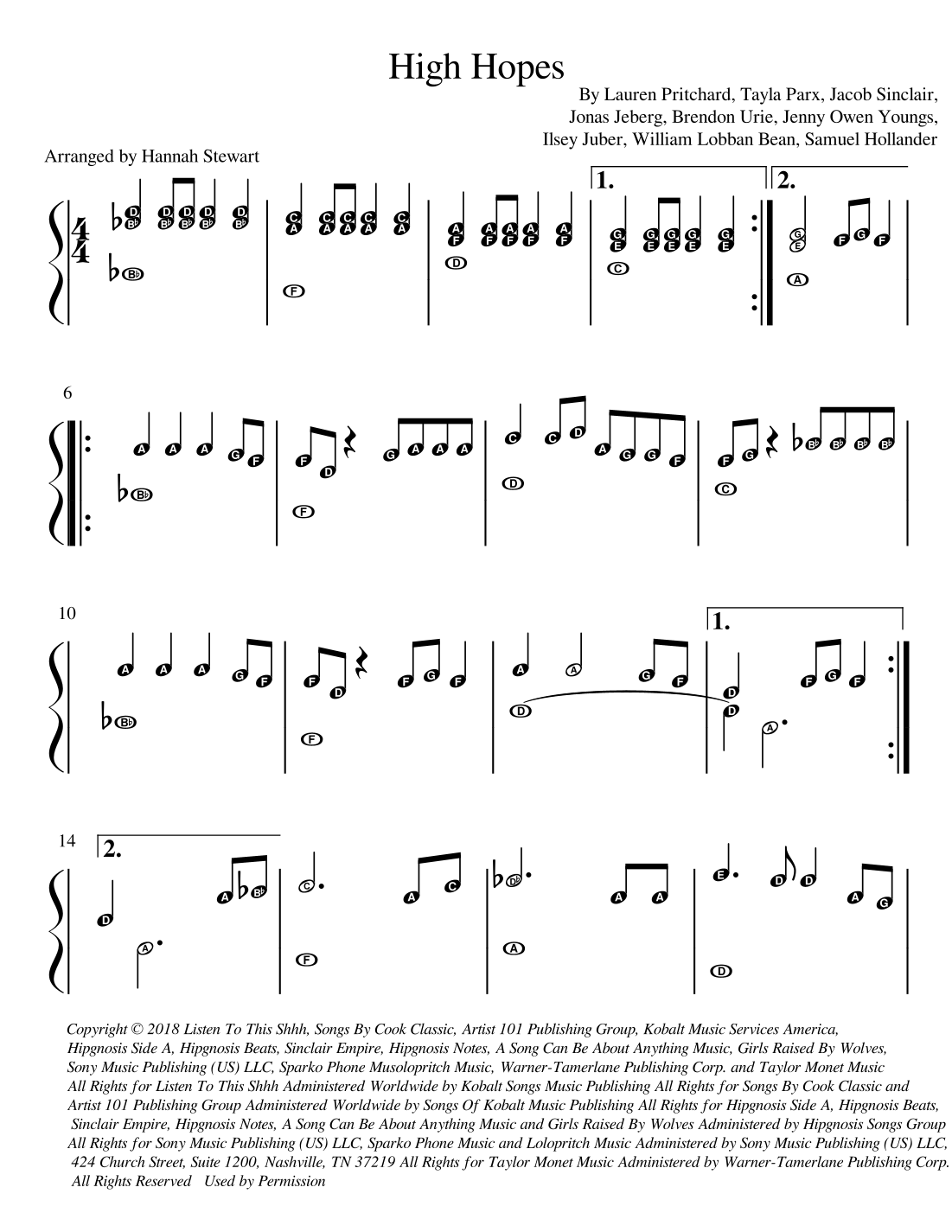 High Hopes (arr. Hannah Stewart) by Panic! At The Disco Sheet Music for ...