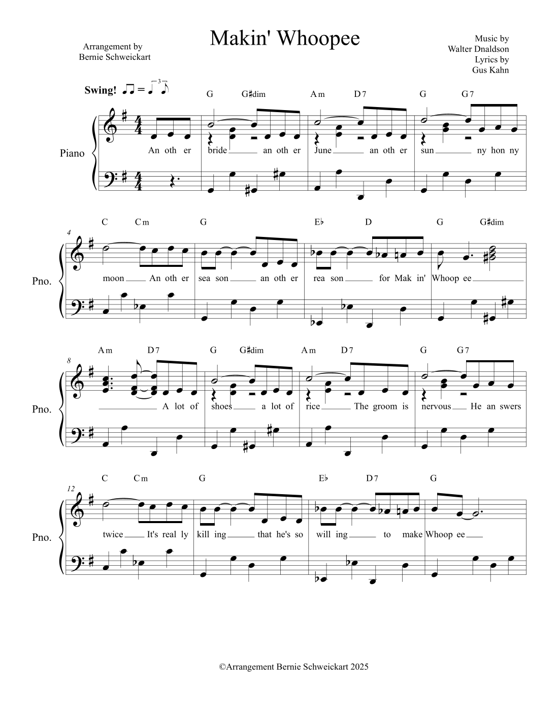 Makin' Whoopee (arr. Bernie Schweickart) by Various Sheet Music for ...