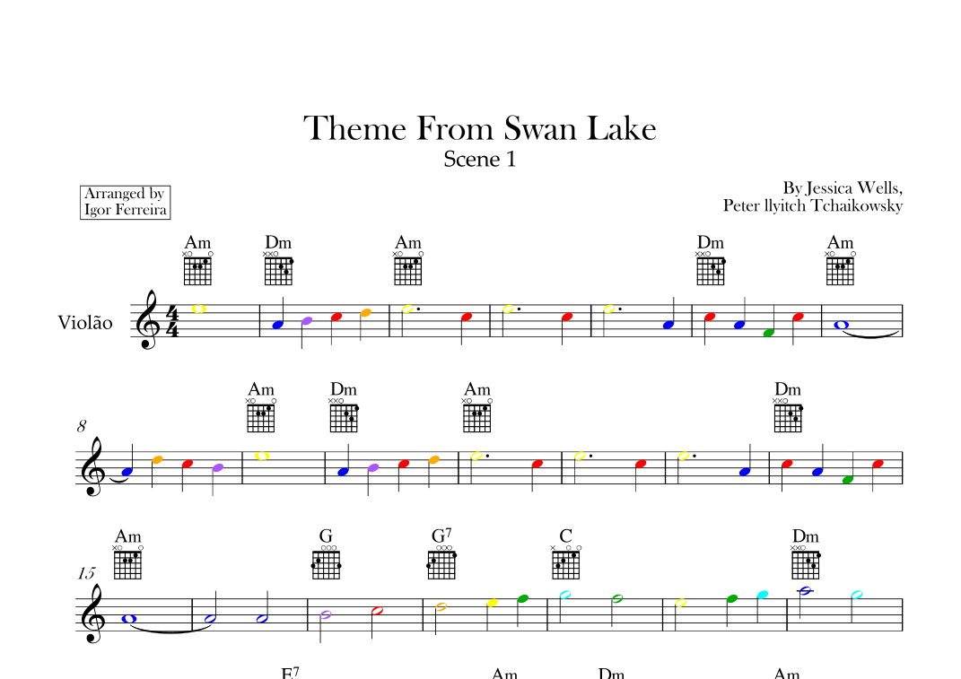Theme From Swan Lake by Peter Ilyich Tchaikovsky Sheet Music for Guitar ...