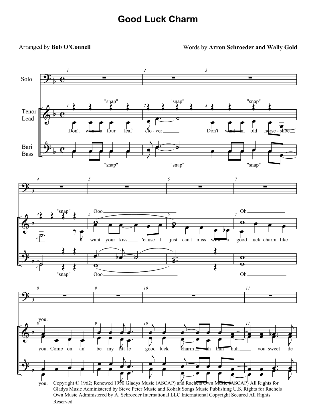 Good Luck Charm (arr. Bob OConnell) by Elvis Presley Sheet Music for 5 ...