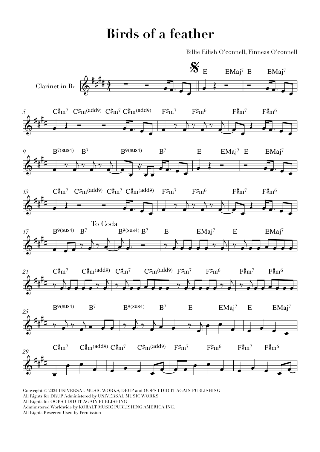 Birds Of A Feather (arr. DA Castro) by Billie Eilish Sheet Music for ...