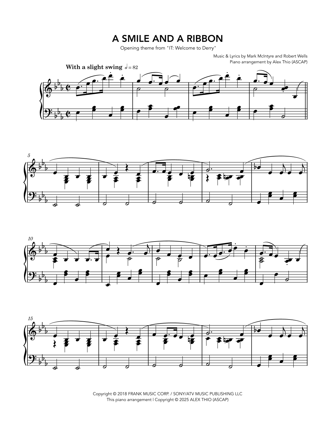 A Smile And A Ribbon (arr. Alex Thio) by Mark Mcintyre Sheet Music for ...