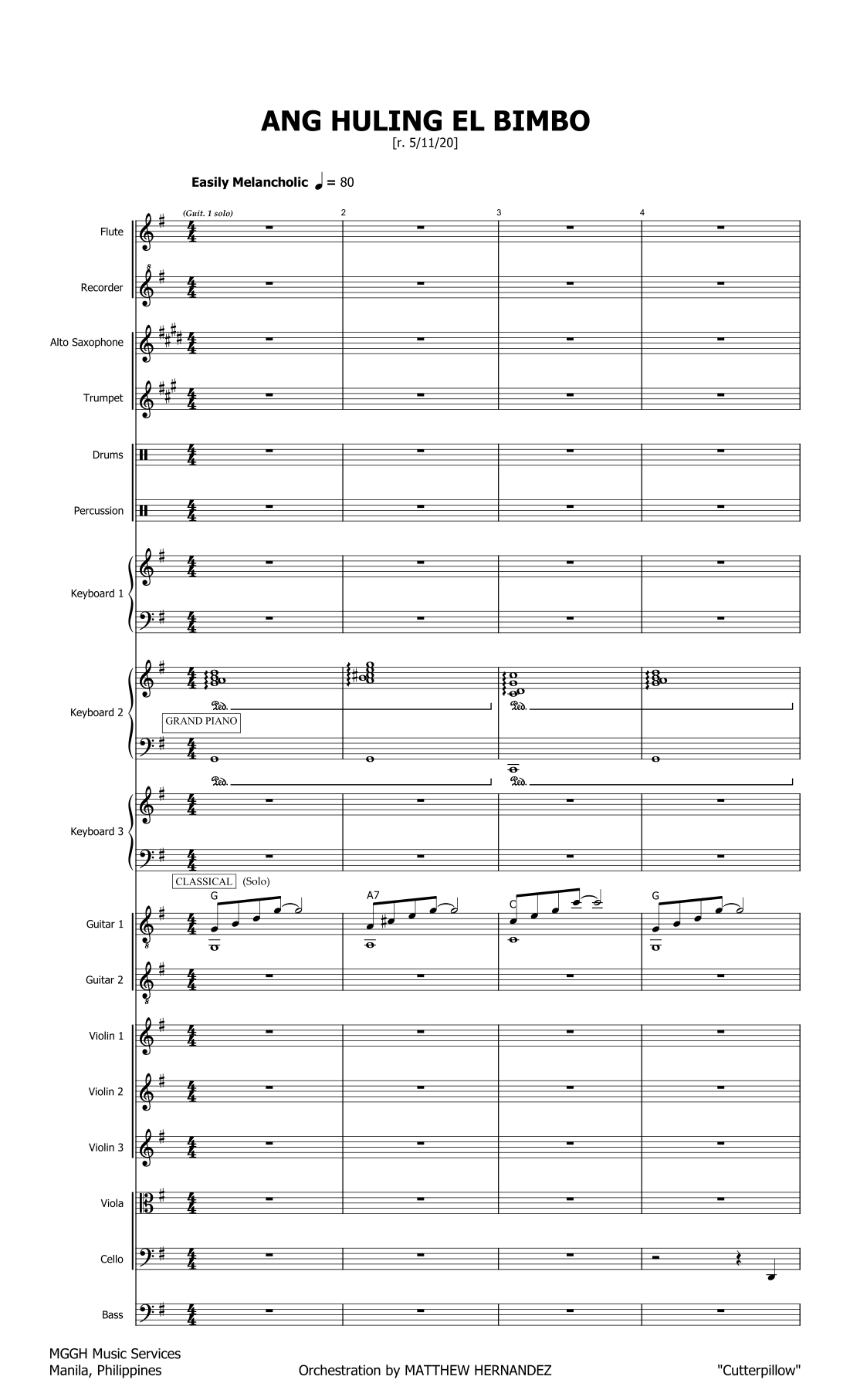 Ang Huling El Bimbo (arr. Unknown) by Unknown Sheet Music for Full Orchestra at Sheet Music Direct