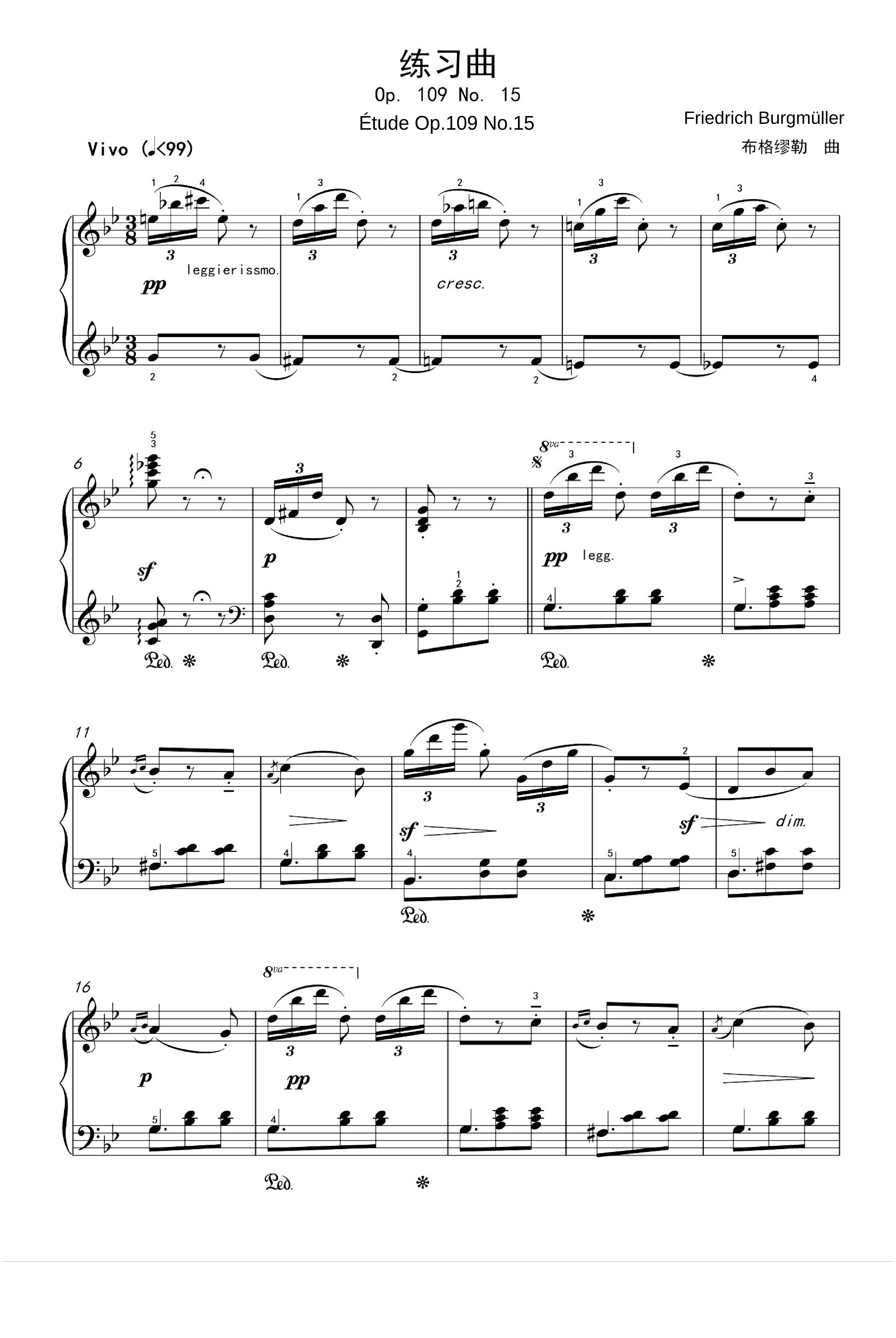 Étude Op.109 No.15 - Friedrich Burgmüller (arr. Friedrich Burgmüller ...