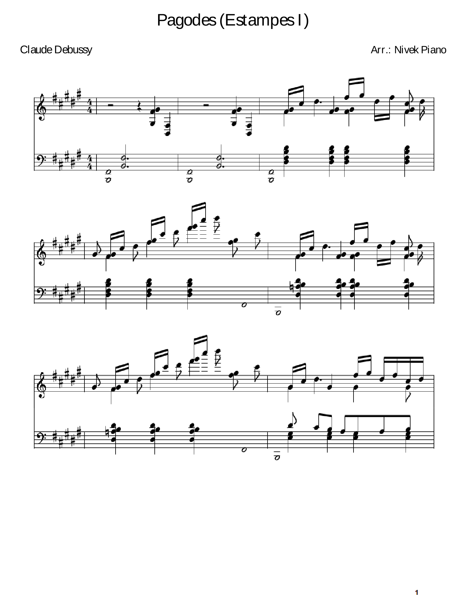Pagodes (Estampes I) - Claude Debussy (arr. Nivek Piano) by Claude ...