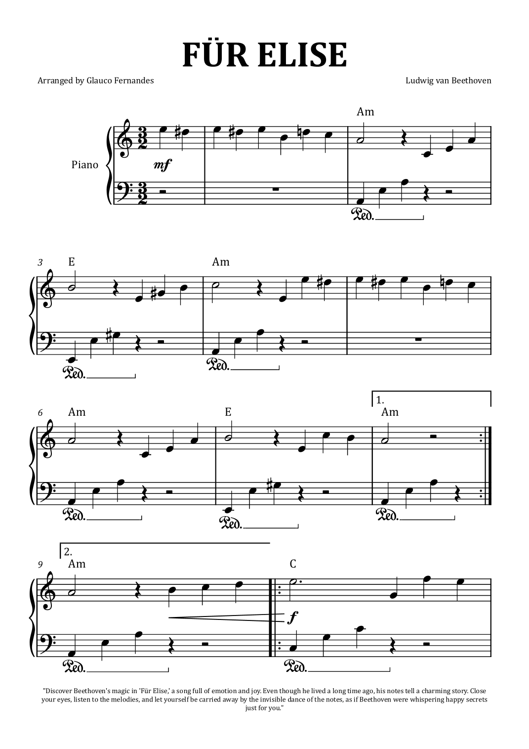 Fur Elise Noten Anfanger