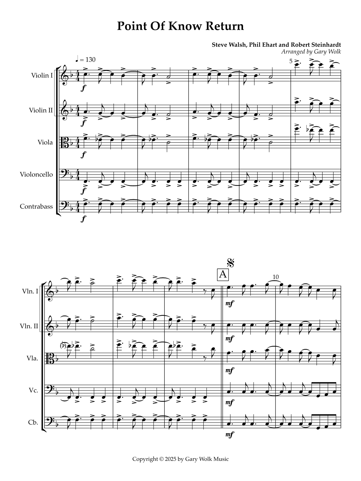 Point Of Know Return (arr. Gary Wolk) by Kansas Sheet Music for ...