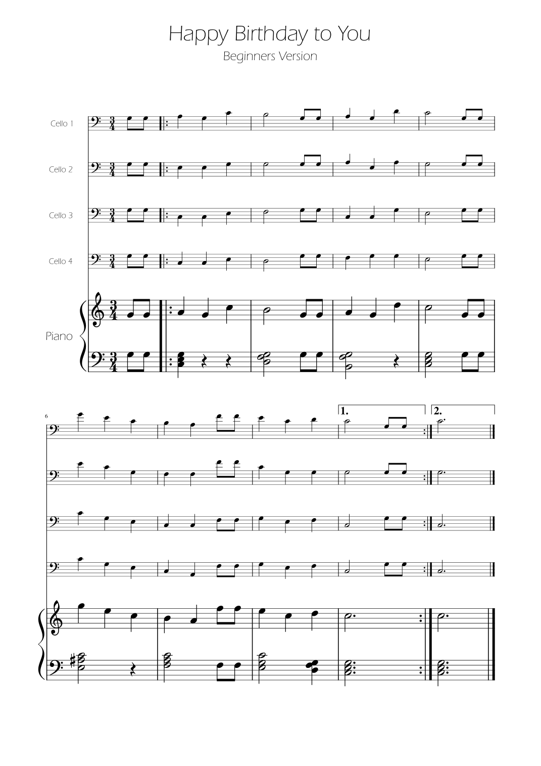 Happy Birthday to You - Cello Quartet (arr. Ygor Nunes) by Public ...