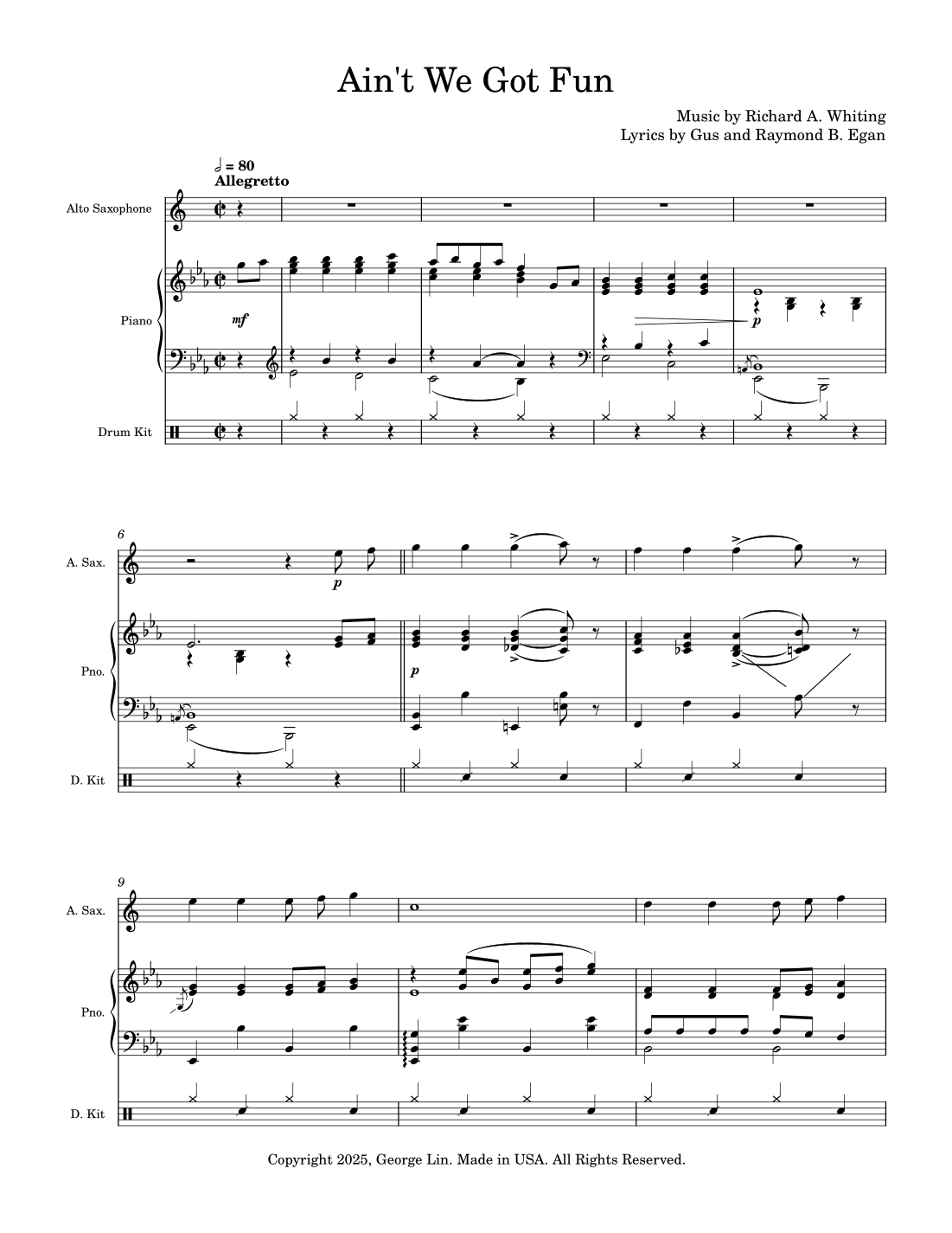 Ain't We Got Fun (arr. George Lin) by Richard A. Whiting Sheet Music ...